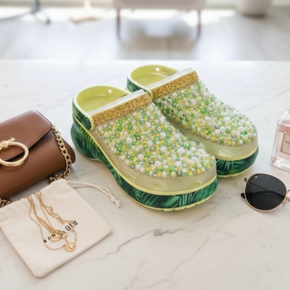 CROCS | Shoes | Handmade Custom Tropical Rhinestone Crocs Classic ...